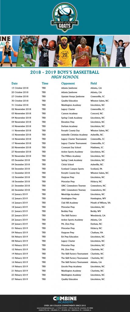 Boys's HS Basketball Schedule - Combine Academy