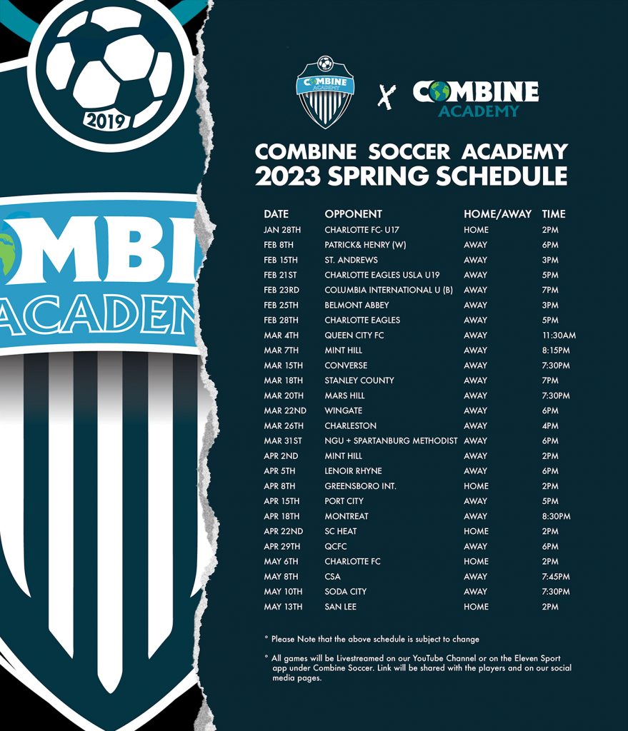 Soccer Schedule - Combine Academy
